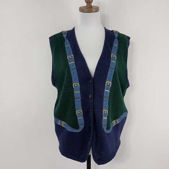 Vintage | Jackets & Coats | Vintage 9s Koret Blue Sweater Vest Womens ...
